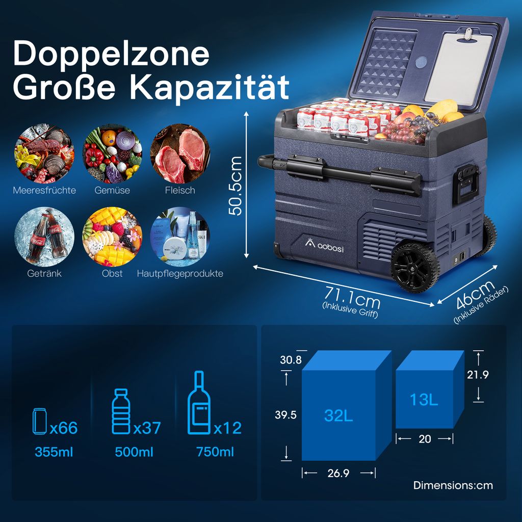 Aaobosi 45L Kompressor Kühlbox Dual Zone, | Kaufland.de