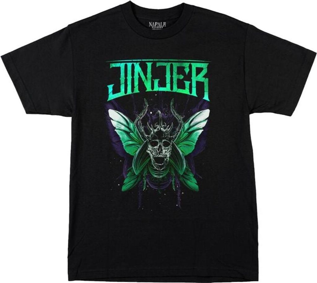 Jinjer T-Shirt Herren Butterfly Skull schwarz Band-Merch,