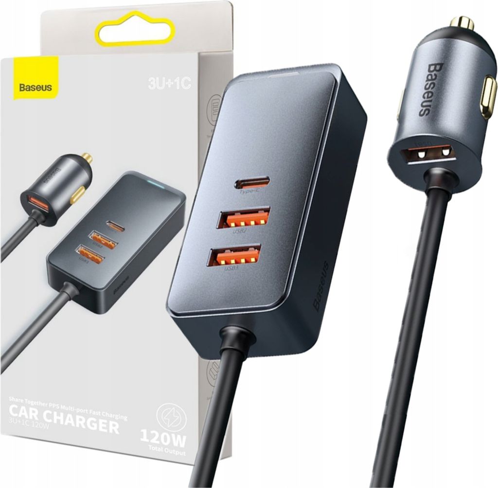 Baseus Share Together nabíjačka do auta 3x USB / USB Type C