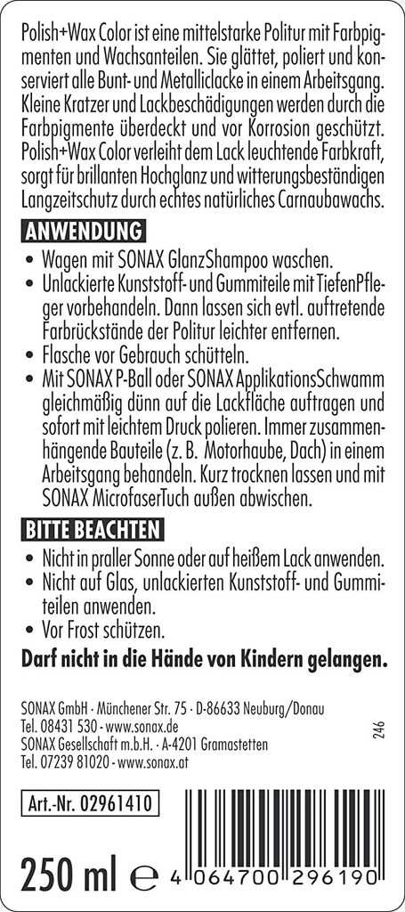 SONAX Polish & Wax Color schwarz 250 ml | Kaufland.de