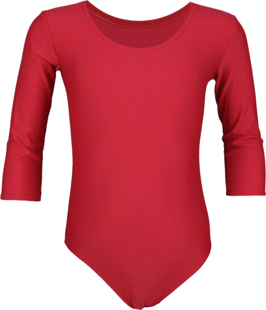 Aquarti Mädchen Body 3/4 Arm Ballett Trikot, Farbe: Rot,