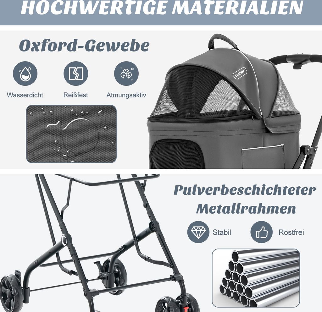 COSTWAY 3 v 1 kočárek pro psy skládací, | Kaufland.cz