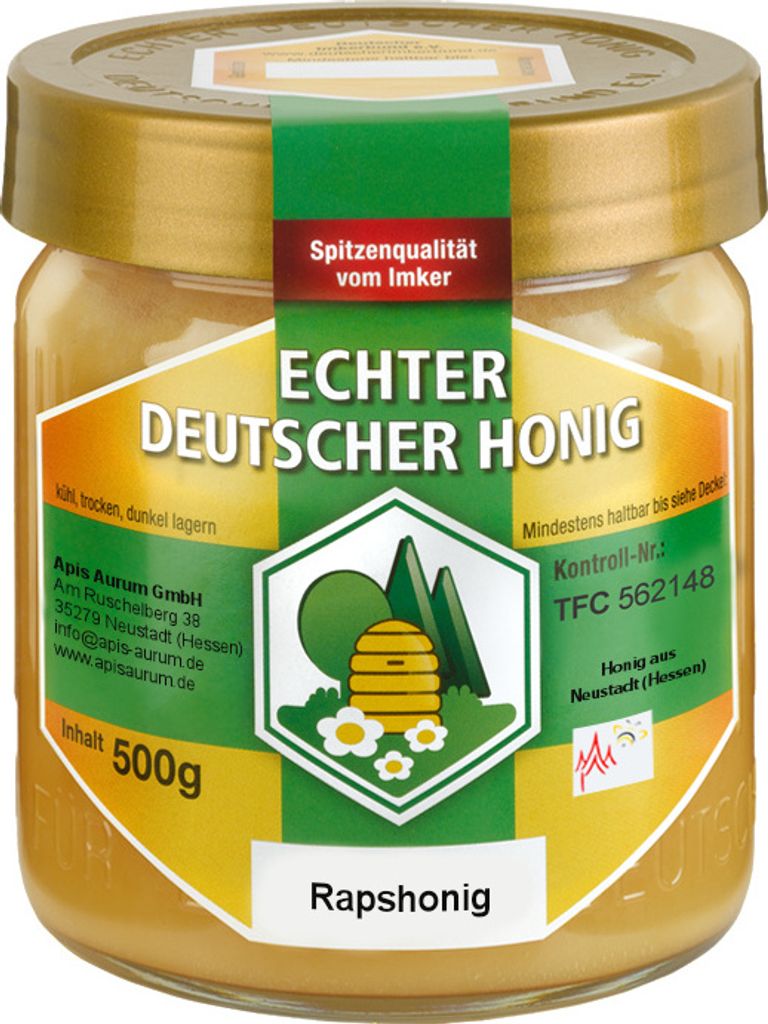 Rapshonig - Echter Deutscher Honig - 1x500g vom Imker aus