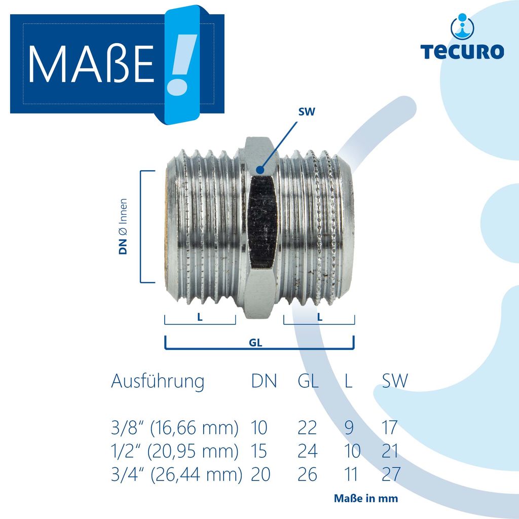 tecuro Doppelnippel, Außengewinde G 3/4 Zoll | Kaufland.de