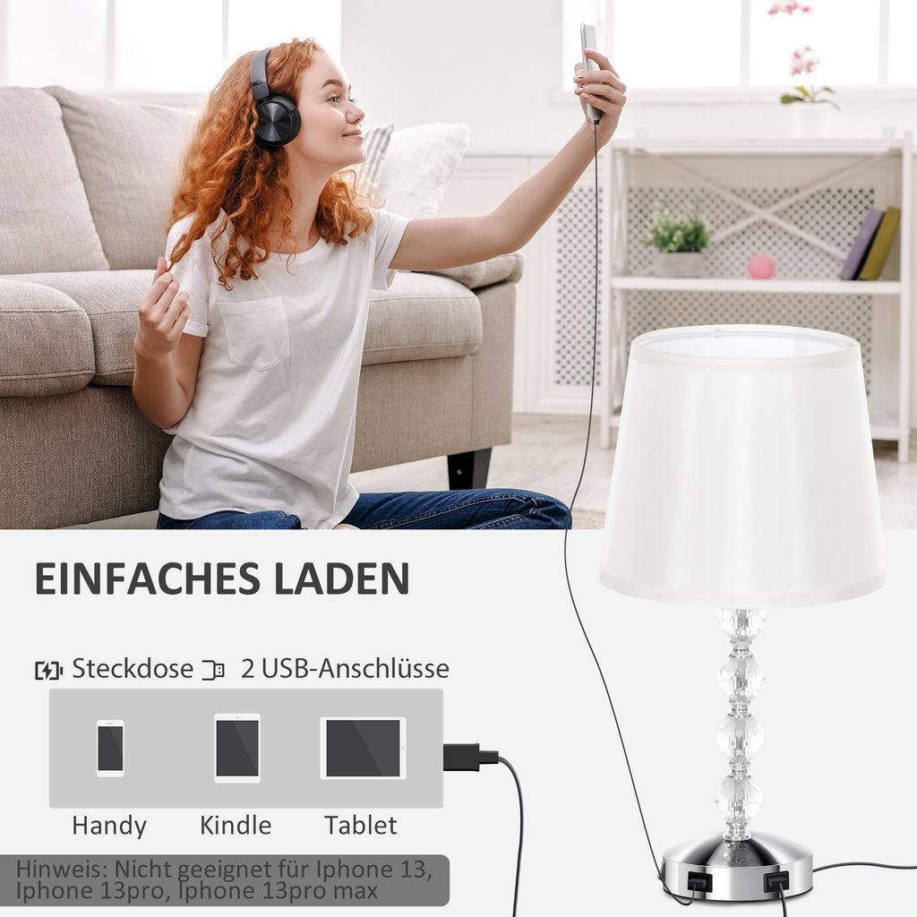 HOMCOM Tischlampe LED Tischleuchte USB | Kaufland.de