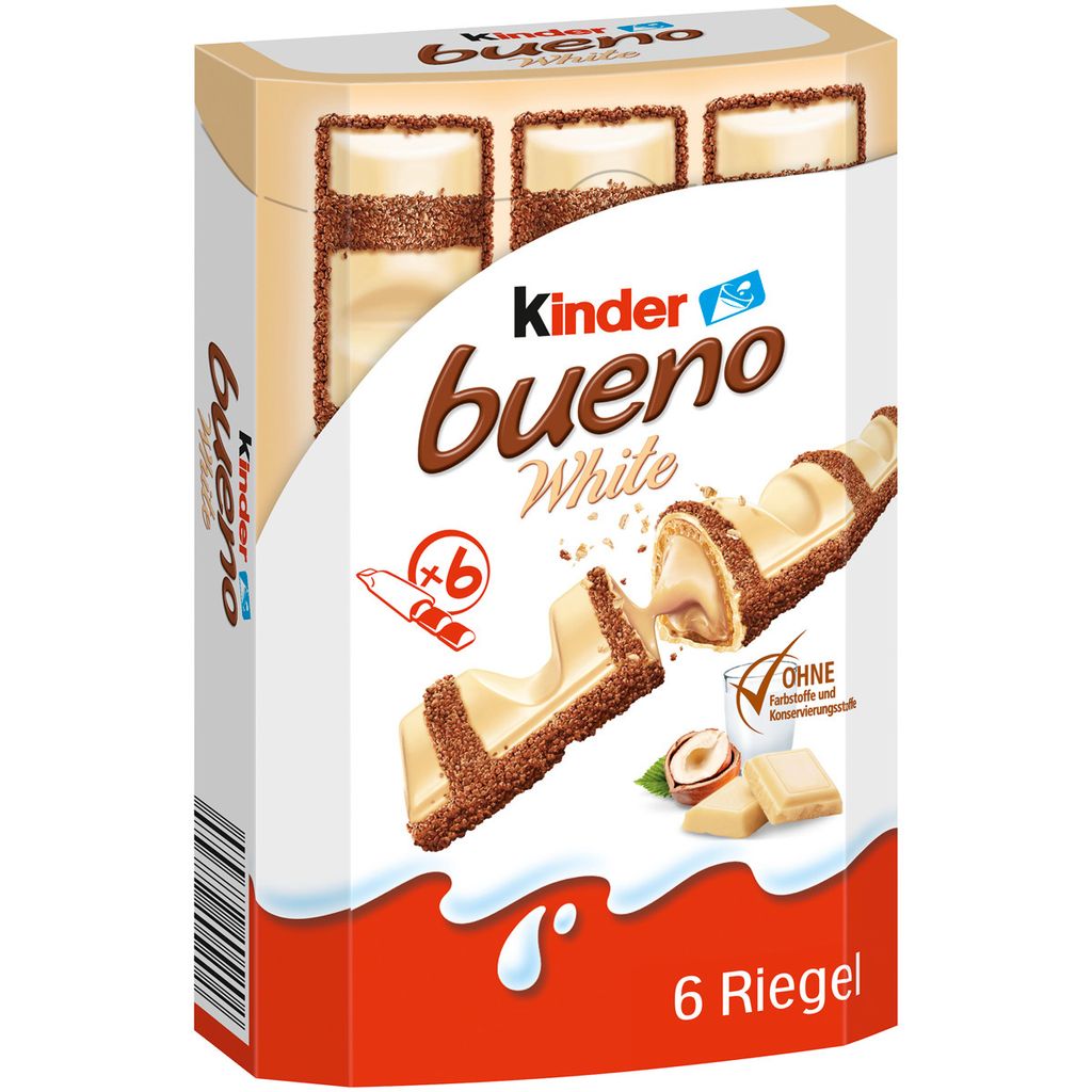 Kinder bueno White 6 jednotlivě balených oplatek s náplní