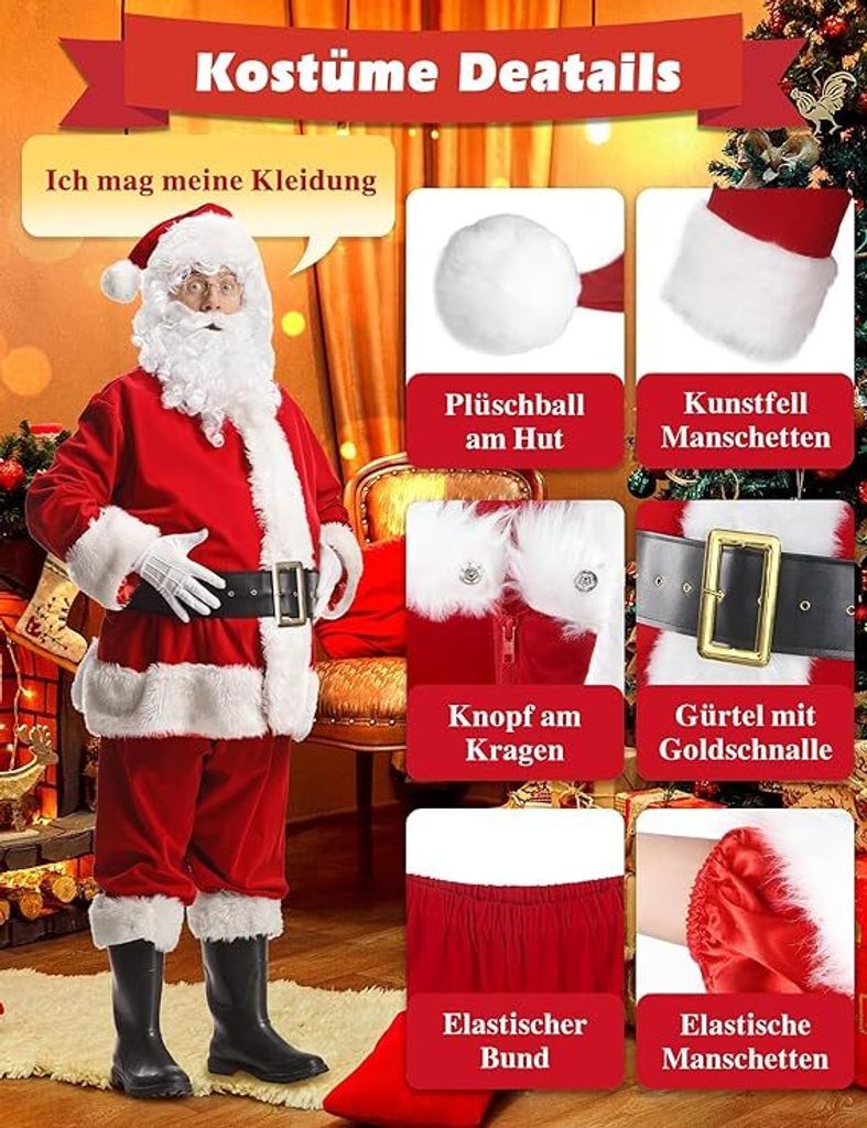 Kostým Otce Vánoc pro muže 11dílný kostým | Kaufland.cz