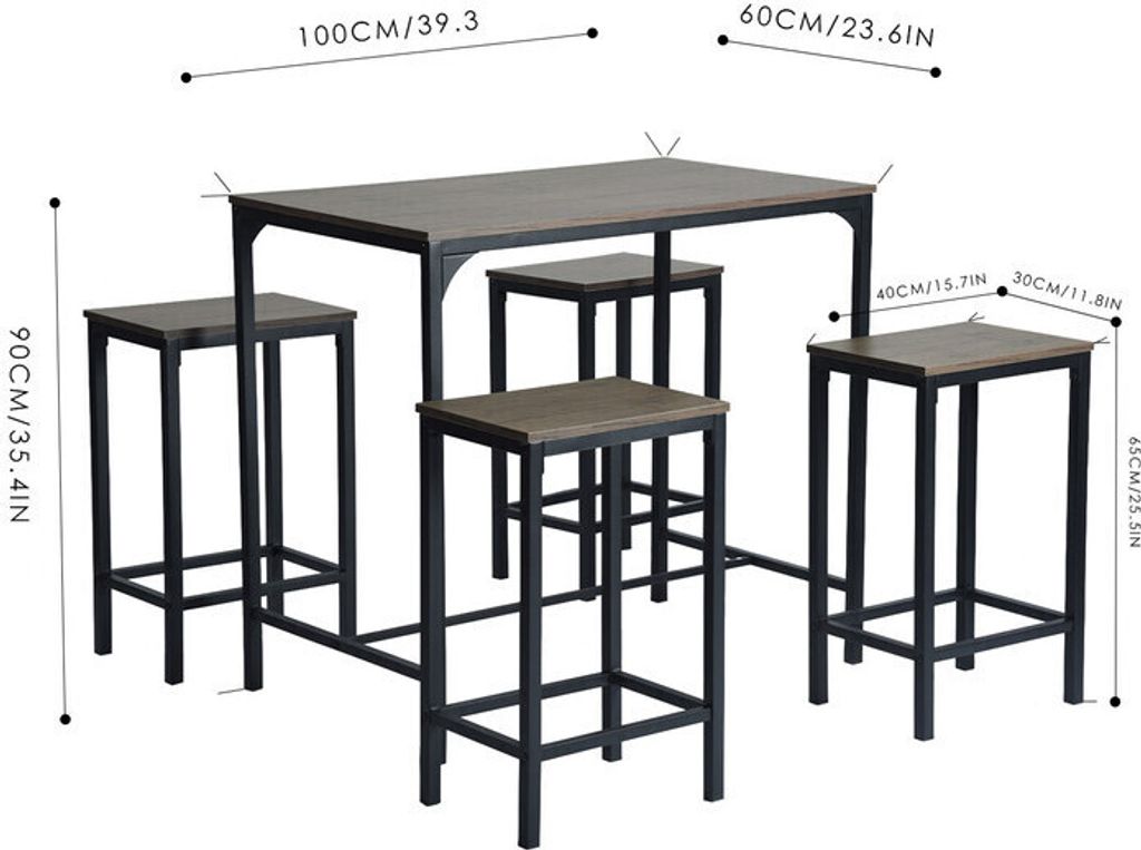IPOTIUS 5 Stück Bartisch Set, Stehtisch mit 4 | Kaufland.de