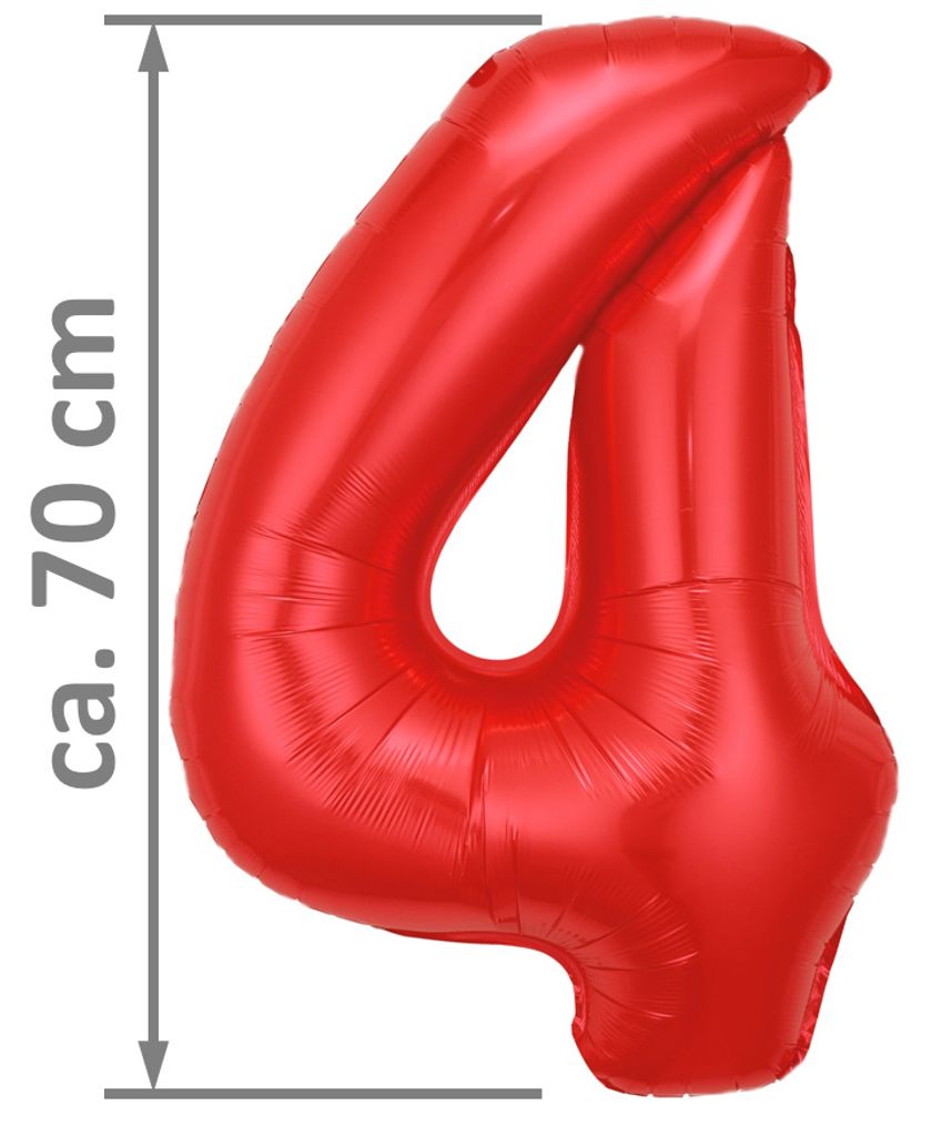 Folienballon Zahl 4 Rot XL - Zahlenballon / | Kaufland.de
