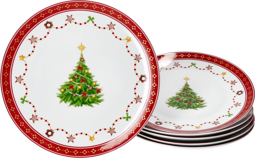 6x Weihnachtstraum Kuchenteller Porzellan 6 Personen