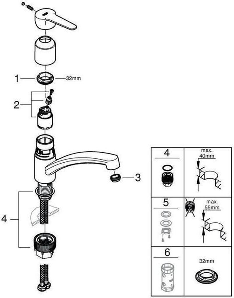 Grohe BauEco - Dřezová baterie, chrom | Kaufland.cz