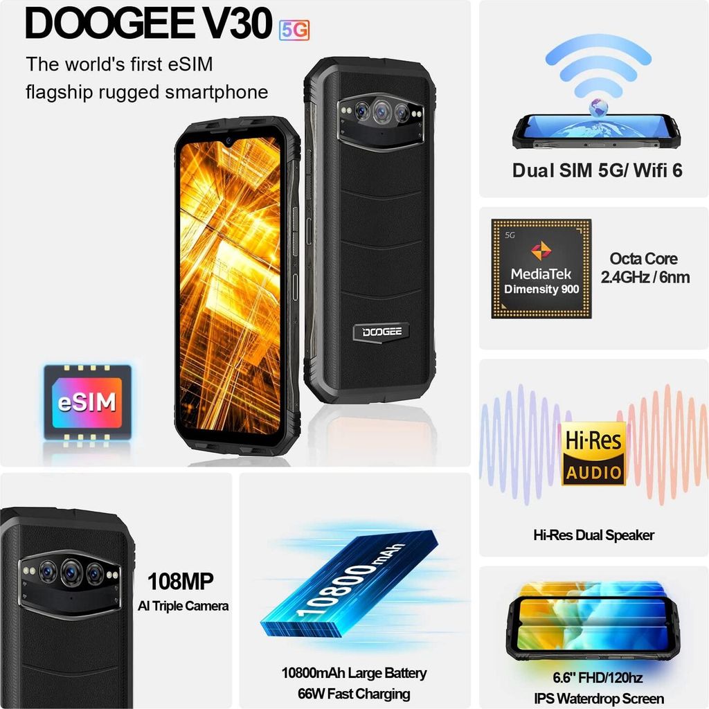 DOOGEE V30 eSIM 5G outdoor smartphone bez | Kaufland.cz