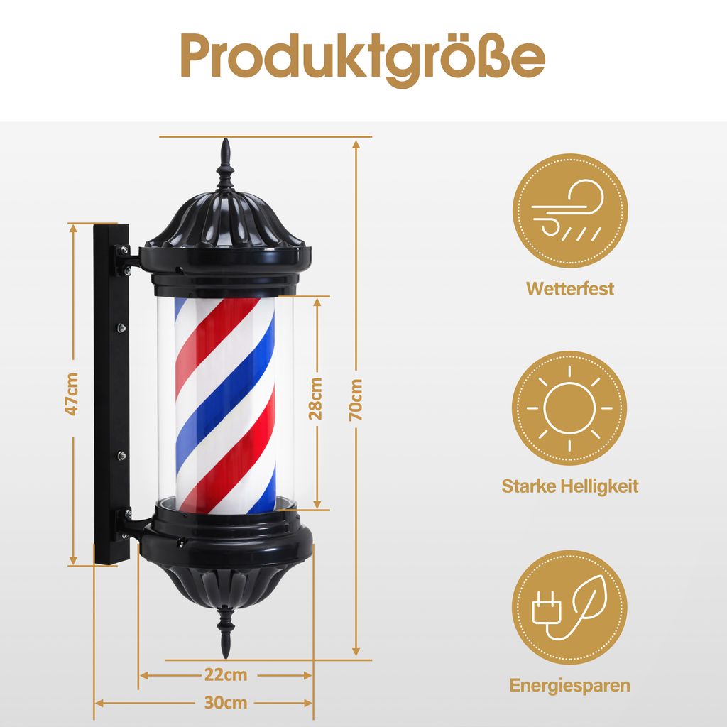 Barbierstab, Retro Stil Licht, Drehbaren LED | Kaufland.de