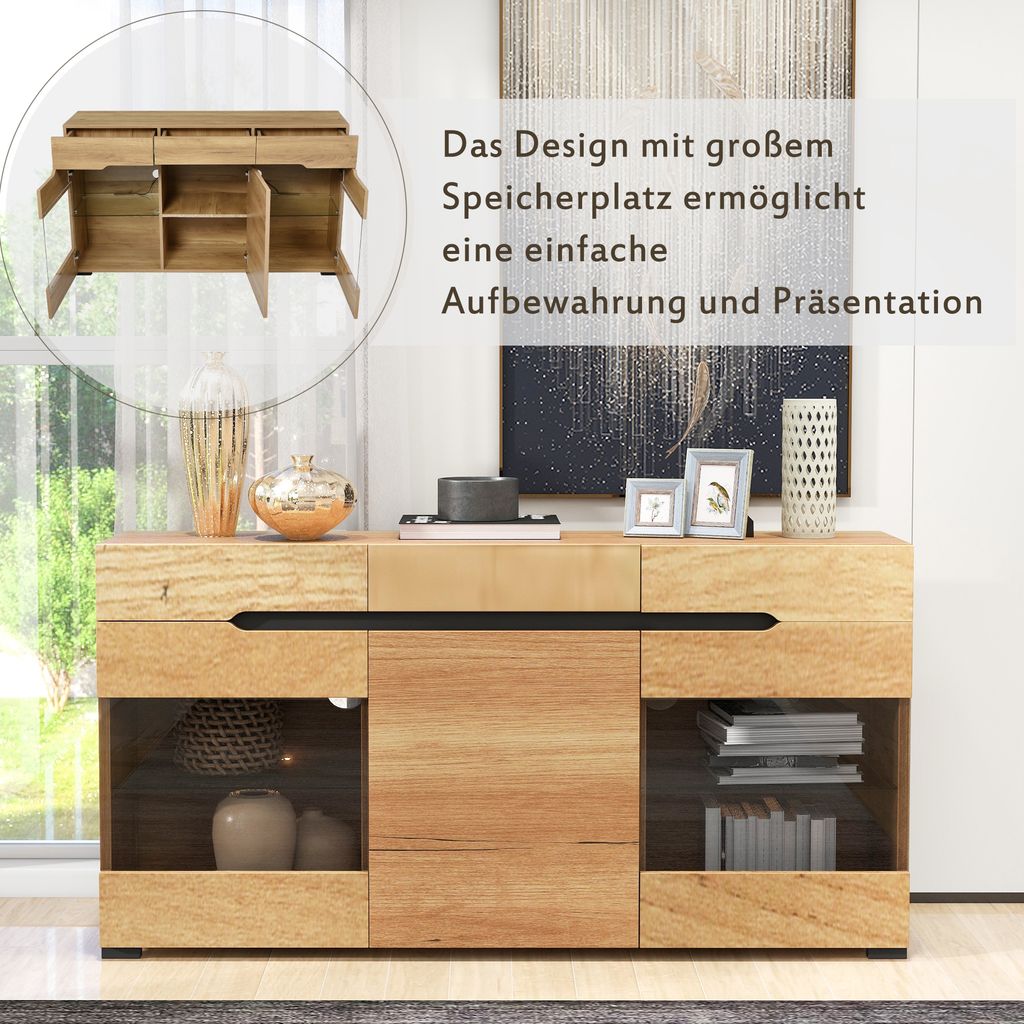 Merax Sideboard Wildeiche Farbe mit LED, | Kaufland.de