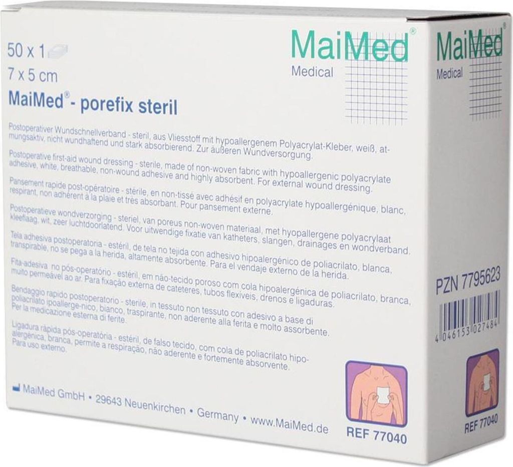 MaiMed porefix Wundschnellverband 50 x 1 Stück 7 x 5 cm