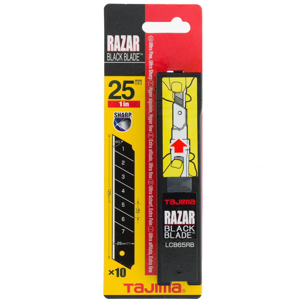 Tajima RAZAR BLACK 25 mm Klingen, Spender und Karte, 1