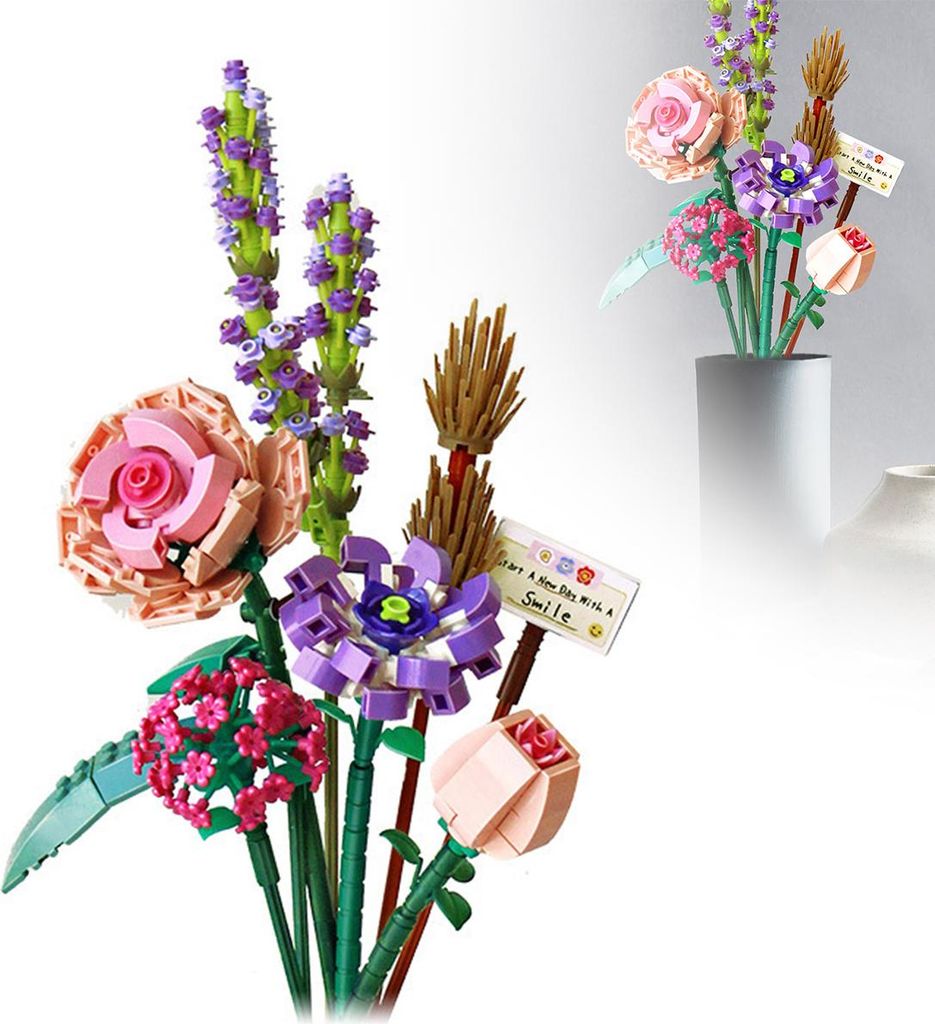 Blumenstrauß bausatz 547 stück, mini blumen lego set,