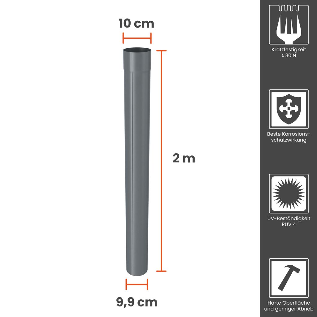 ZAMBELLI Zink Fallrohr gefalzt DN 100, 2m | Kaufland.de
