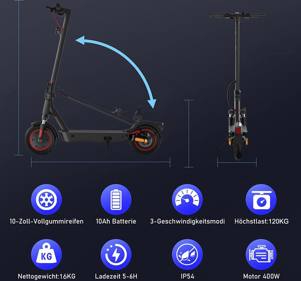 E Scooter 10 Zoll Reifen Mit Strassenzulassung
