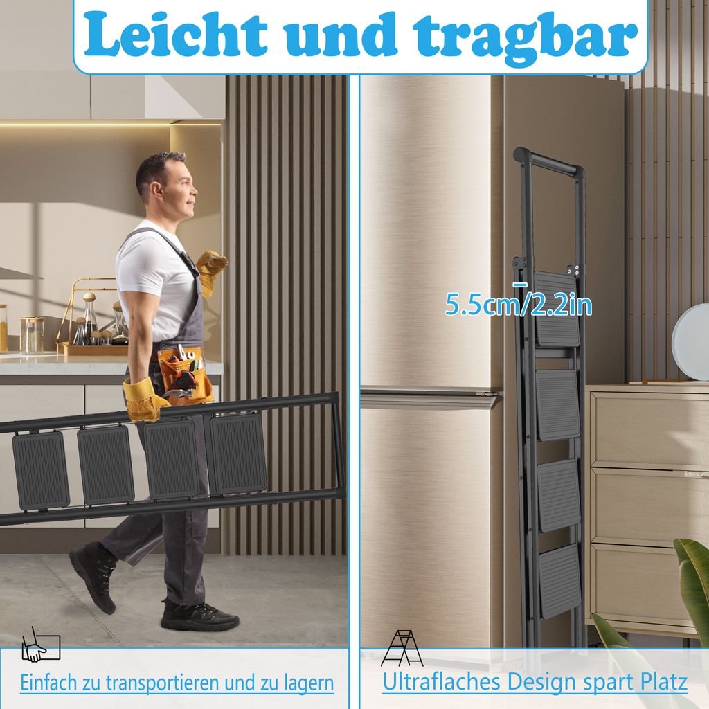 LARS360 Alu Leiter 3 Stufen mit Handlauf | Kaufland.de