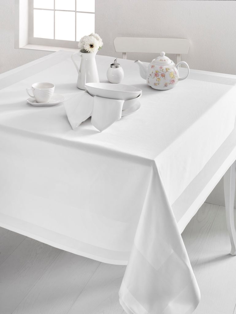 Tischdecke Wei Baumwolle
