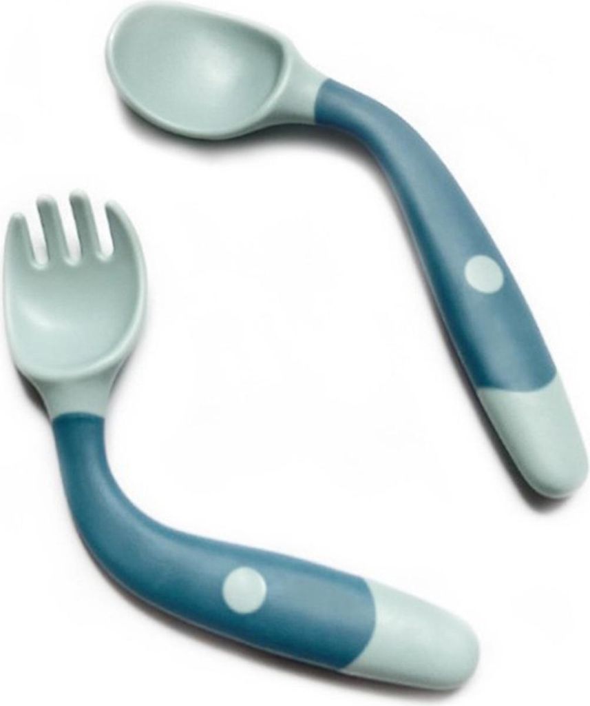 Baby Fork Löffel Set gebogene Griffe weiche PP -Selbst