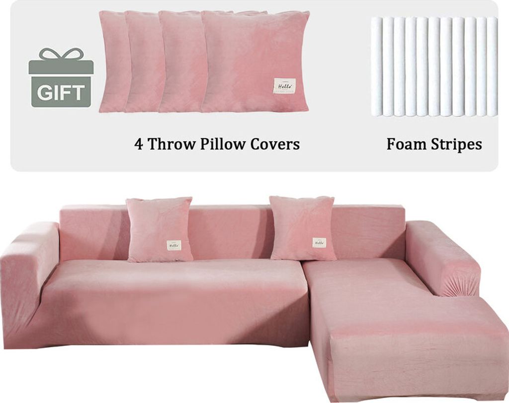 (růžový) rohový potah na pohovku ve tvaru L s | Kaufland.cz