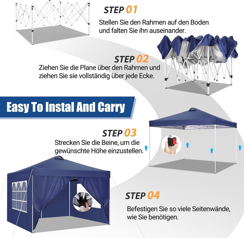 Faltpavillon 3x3m Pop Up Pavillon Faltbar mit | Kaufland.de