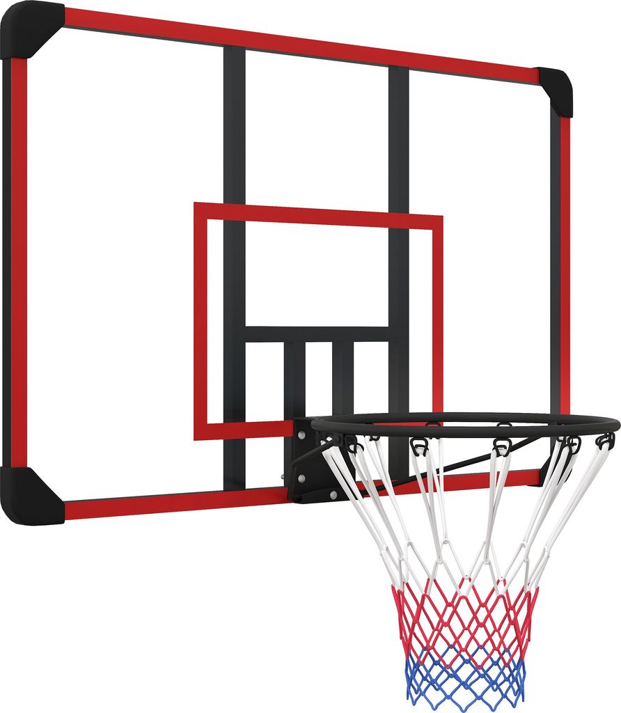 SPORTNOW Basketballkorb Wandmontage Outdoor Stahl Rot