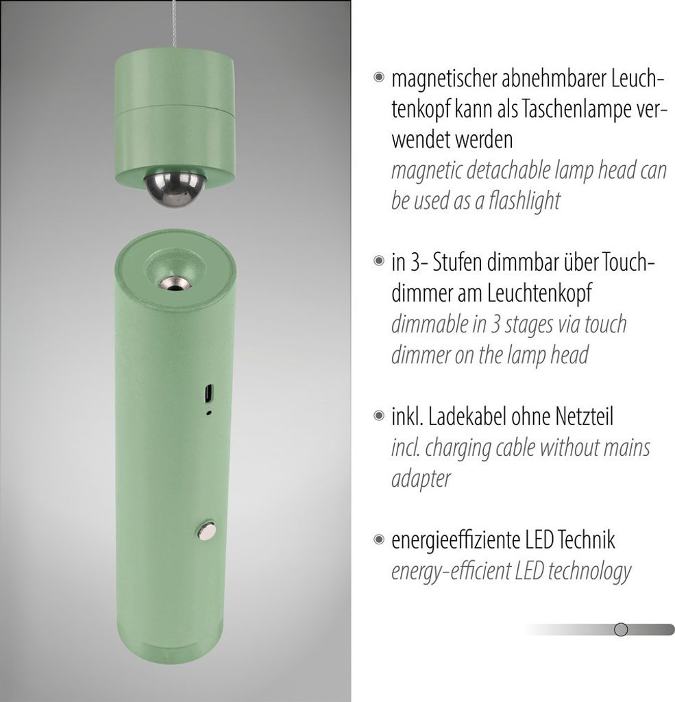 JUST LIGHT LED Akku Pendelleuchte USB dimmbar | Kaufland.de