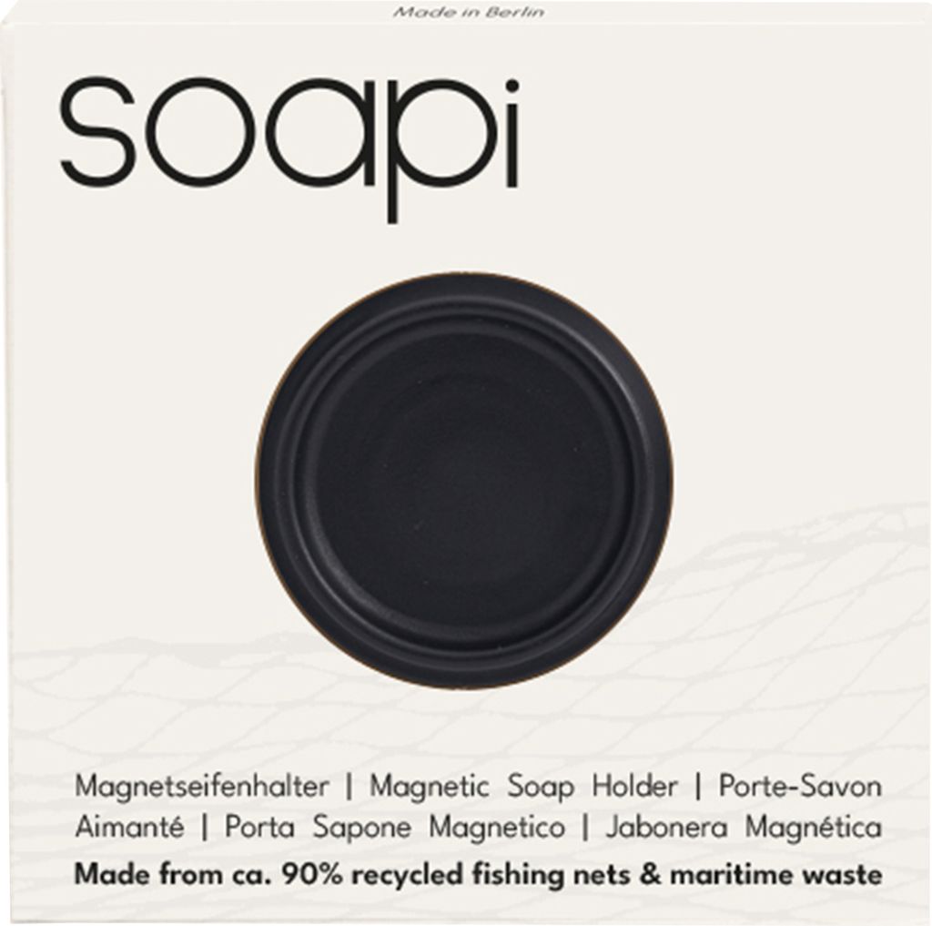 Soapi Porte-savon magnétique noir recyclé en filet de pêche