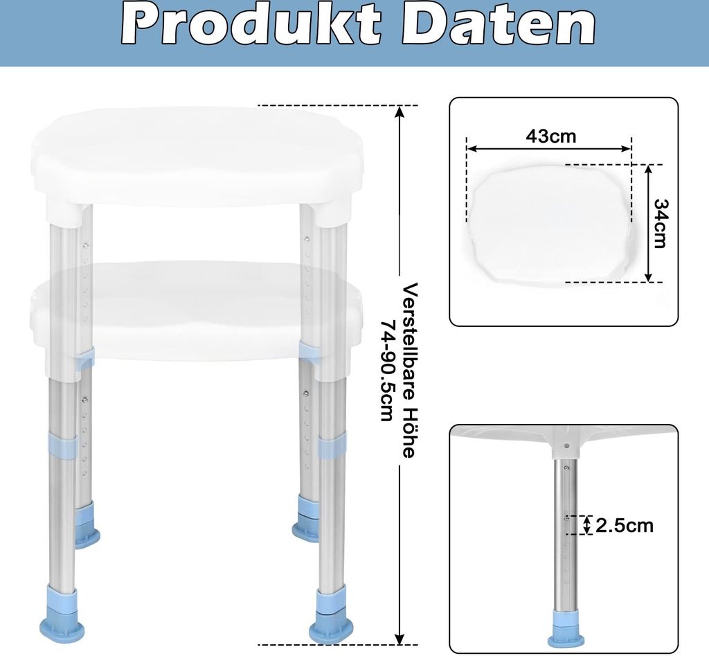 Sprchová stolička 41-53 cm Výškově | Kaufland.cz