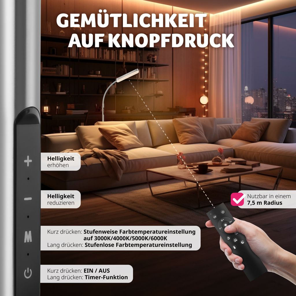 Stehlampe Prisma LED, 5 Lichtmodi, 12 W, | Kaufland.de