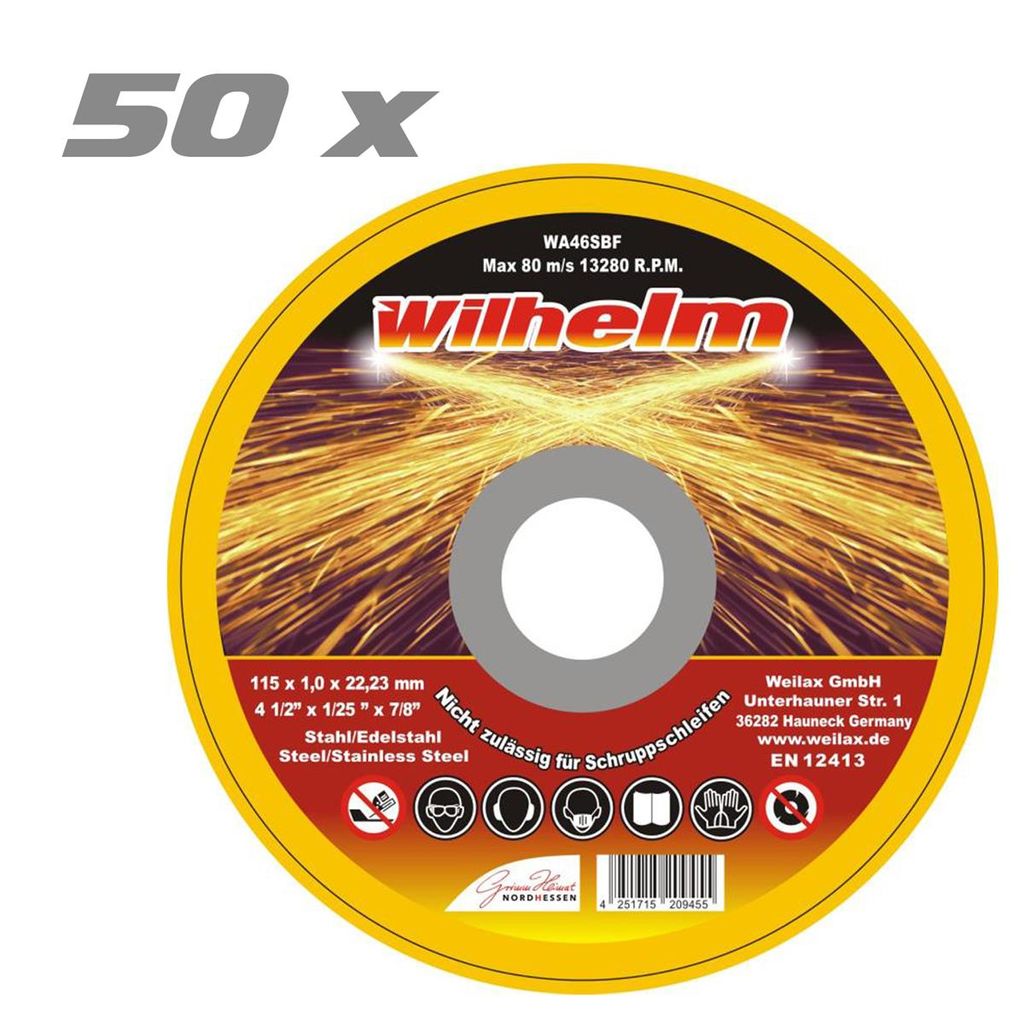 50 x Wilhelm Trennscheiben Ø 115 Edelstahl | Kaufland.de