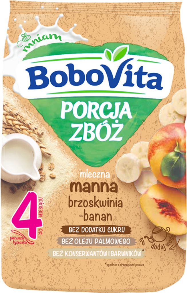 Bobovita Porcja Zbóż Porridge Mleczna Manna Pfirsich-Banane