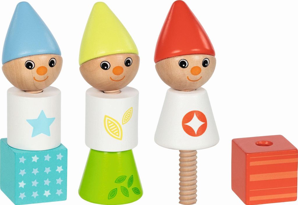 Goki Holz Schraubklötze Zwerge - buntes