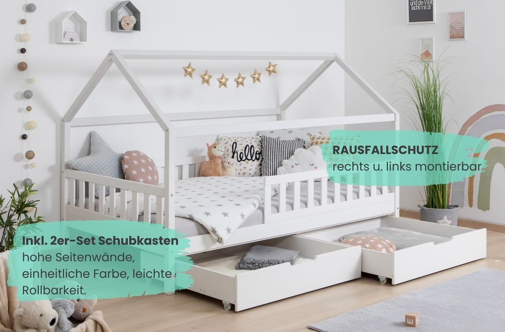 TiCAA Kinderbett Hausbett "Kay" 120x200 inkl. | Kaufland.de