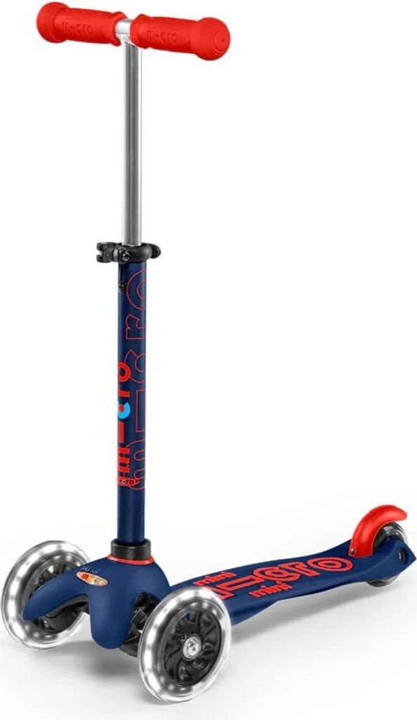 Micro Kinderroller Mini Micro Deluxe faltbar LED marineblau