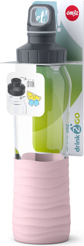 emsa Glas-Trinflasche Drink2Go 0,7 Liter rosa Trinkflaschen
