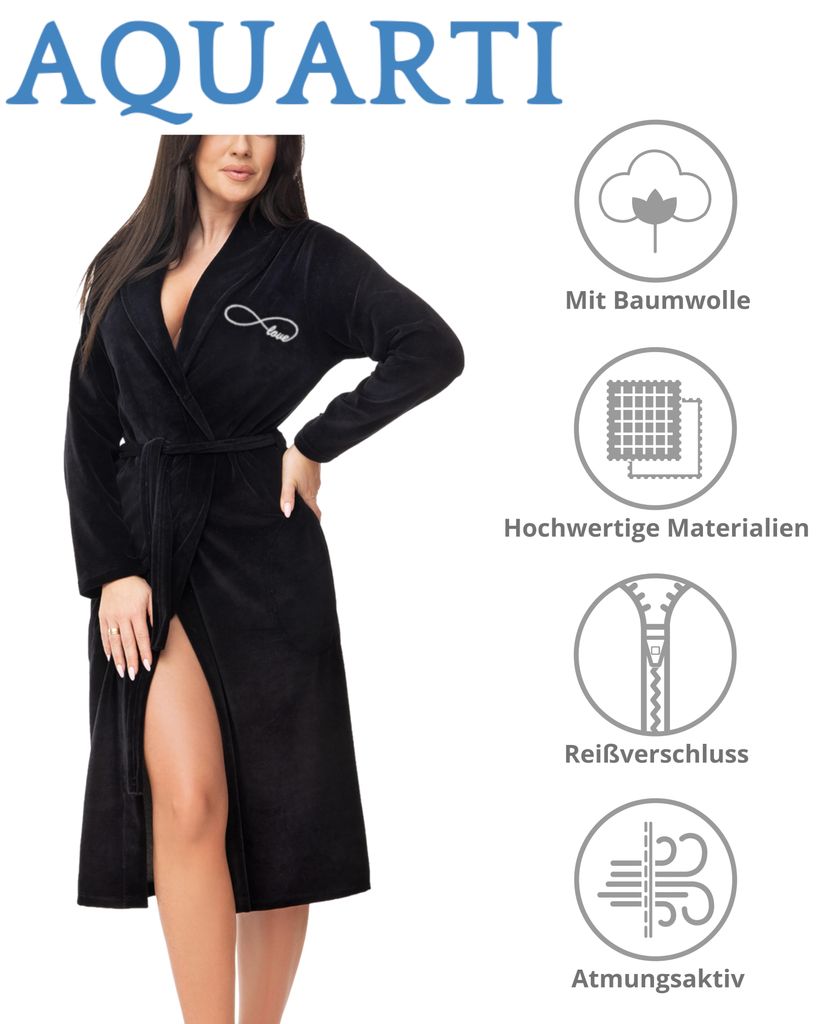 Aquarti Damen Velours Bademantel Nicki | Kaufland.de