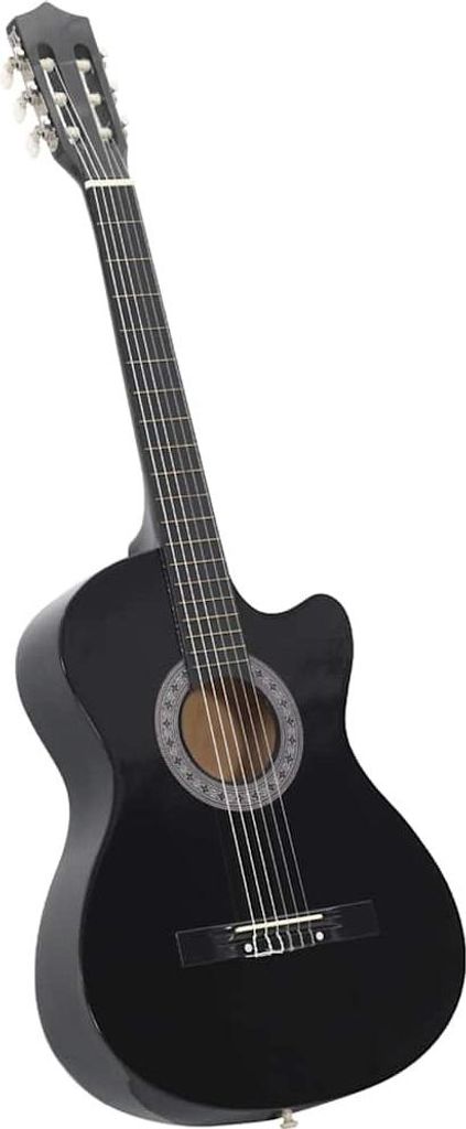 vidaXL Akustická gitara s výrezom a 6 strunami čierna 38"