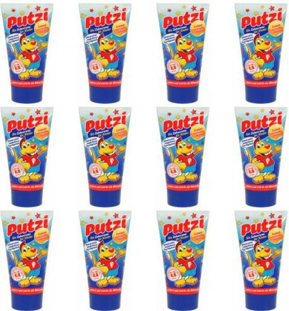 12 x Zahncreme Putzi für Kinder 50ml Calcium Zahnpasten