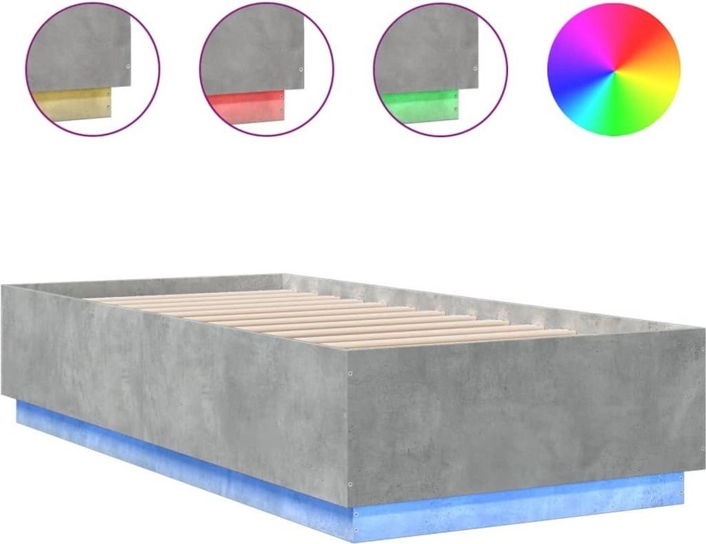 vidaXL Rám postele s LED betonem šedý 90x200 | Kaufland.cz