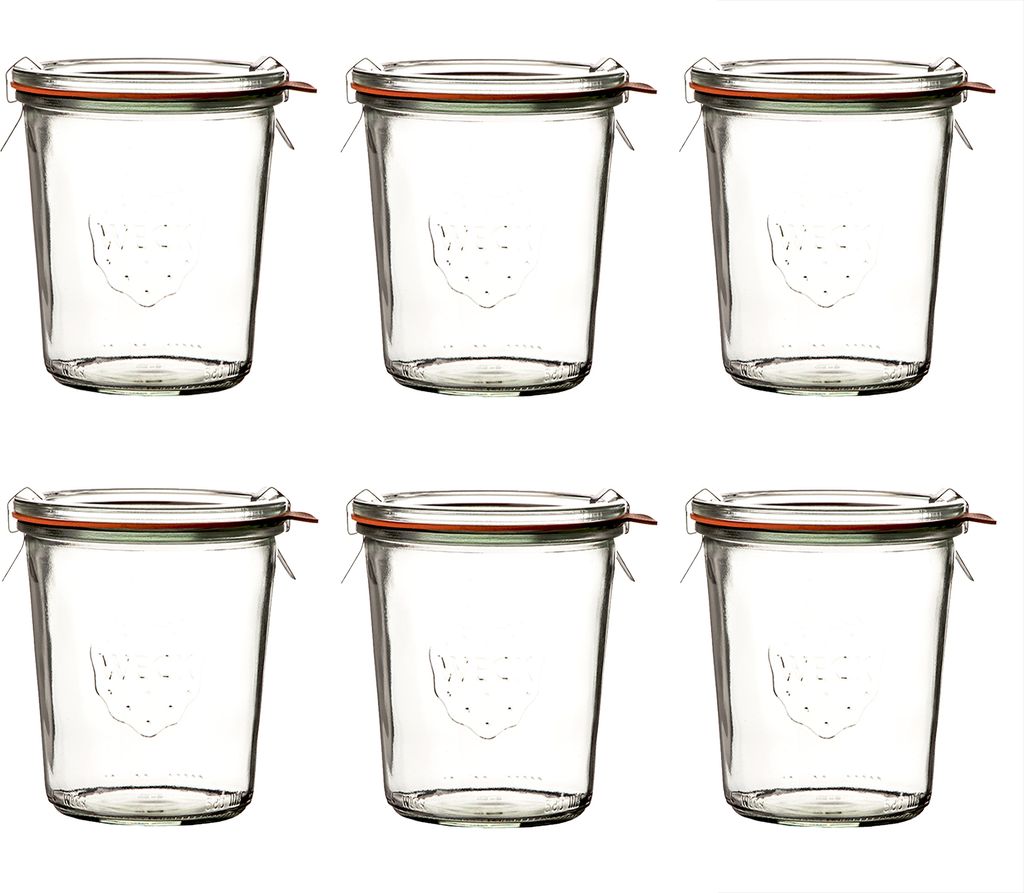 Weck Einmachglas 200ml Deckel, Dichtring, Klammern-6 Stück