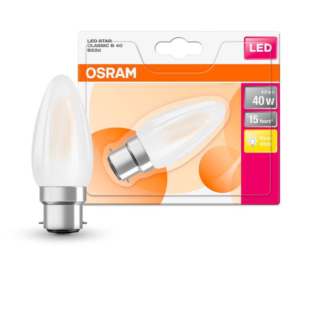 Osram LED B22D Kerze Fadenlampe Matt 4W 470lm - 827 Extra