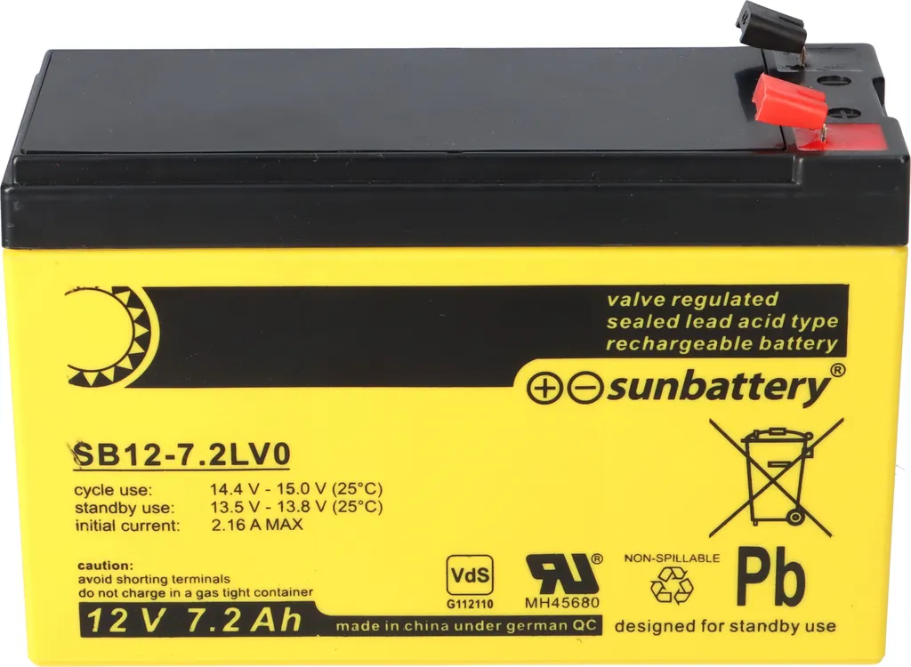 SUN Battery SB12-7.2LV0 AGM Akku 12V 7,2Ah | Kaufland.de