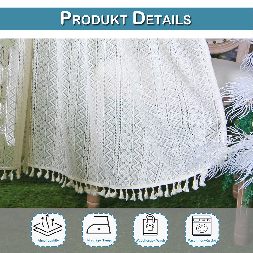 Kurz Gardinen mit Quaste Häkeloptik | Kaufland.de