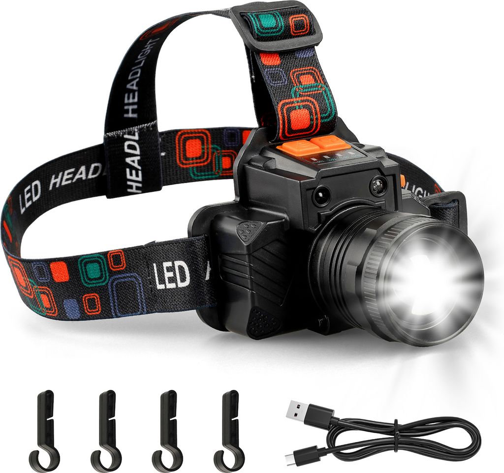 Mustbau Wiederaufladbare Kopflampe,LED-Stirnlampe,