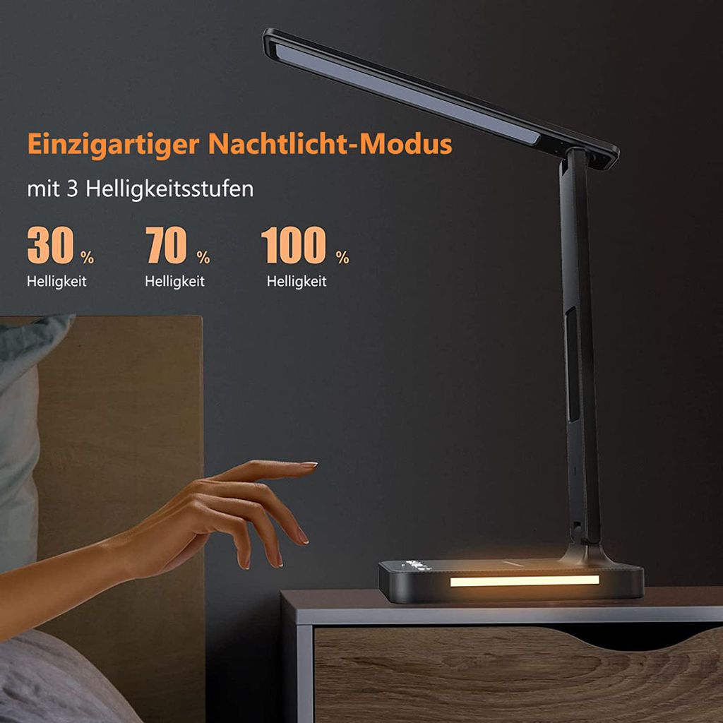 Černá stolní lampa LED s bezdrátovou | Kaufland.cz