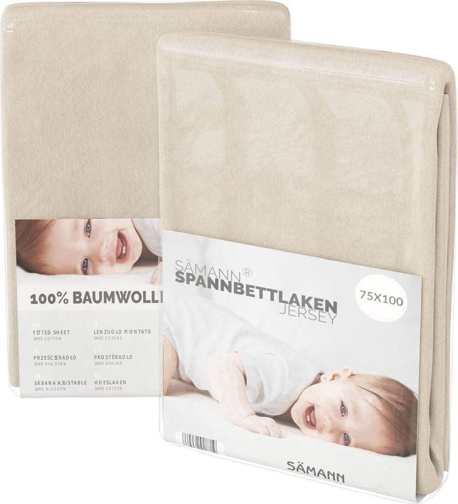 Spannbettlaken 75x100 cm Jersey natur Spannbettlaken